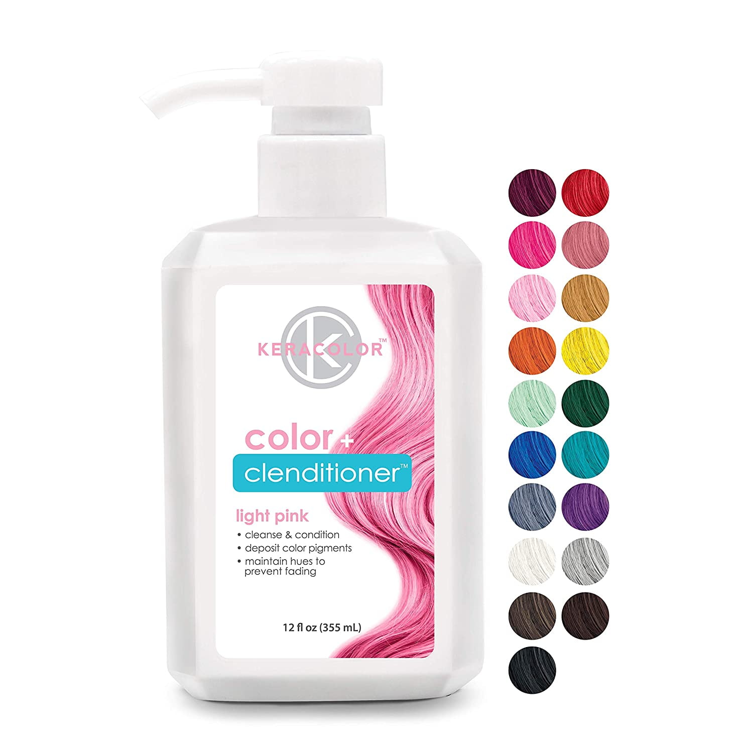 Keracolor Semi Permanent Hair Dye 3 in 1 Clenditioner, Light Pink, 12 ...