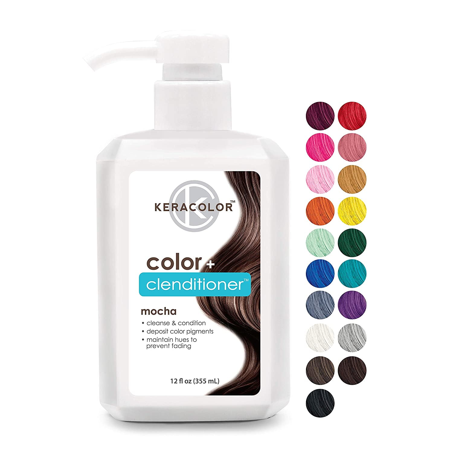 Keracolor Semi Permanent Hair Dye 3 in 1 Clenditioner, Mocha, 12 fl oz ...