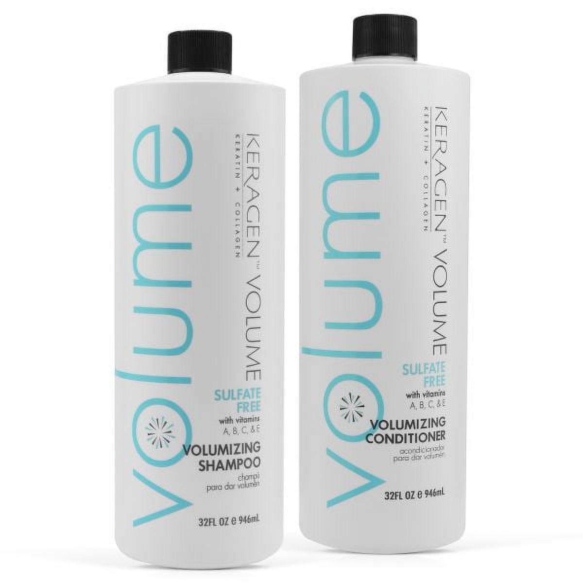 Keragen Volumizing Shampoo and Conditioner Kit for Fine Hair - Keratin ...