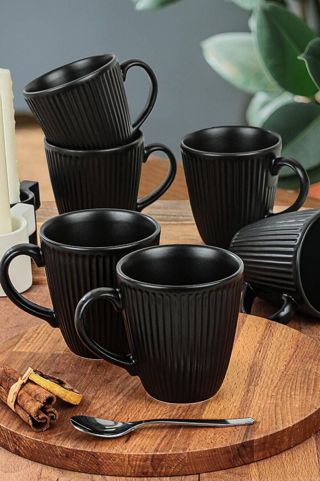 Keramika Matte black Myra Cup 10 cm 6 pieces - Walmart.com