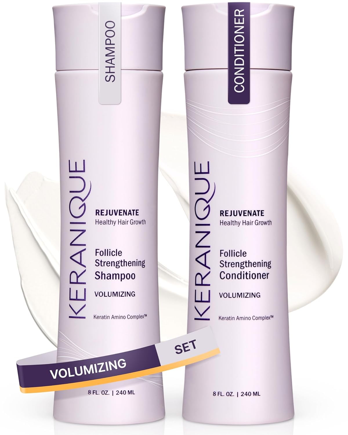 Keranique Volumizing Shampoo and Conditioner Set, Hair Repair and ...