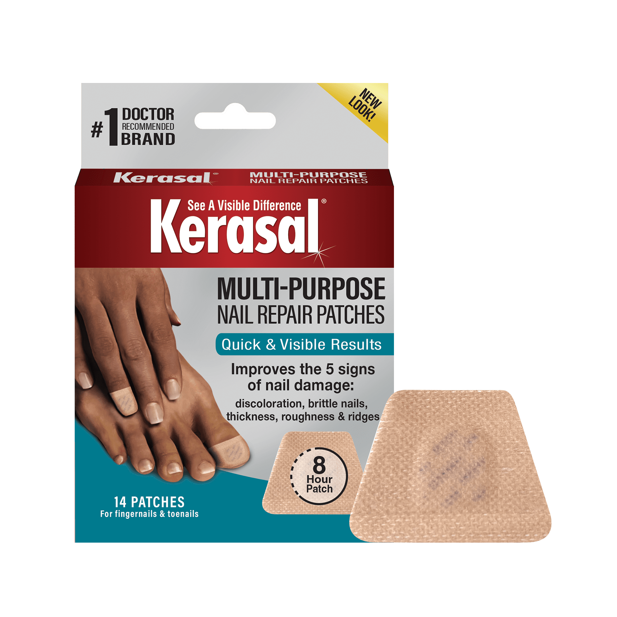 Kerasal Multi-Purpose Nail Repair Patches for Damaged Nails, 8-Hour ...