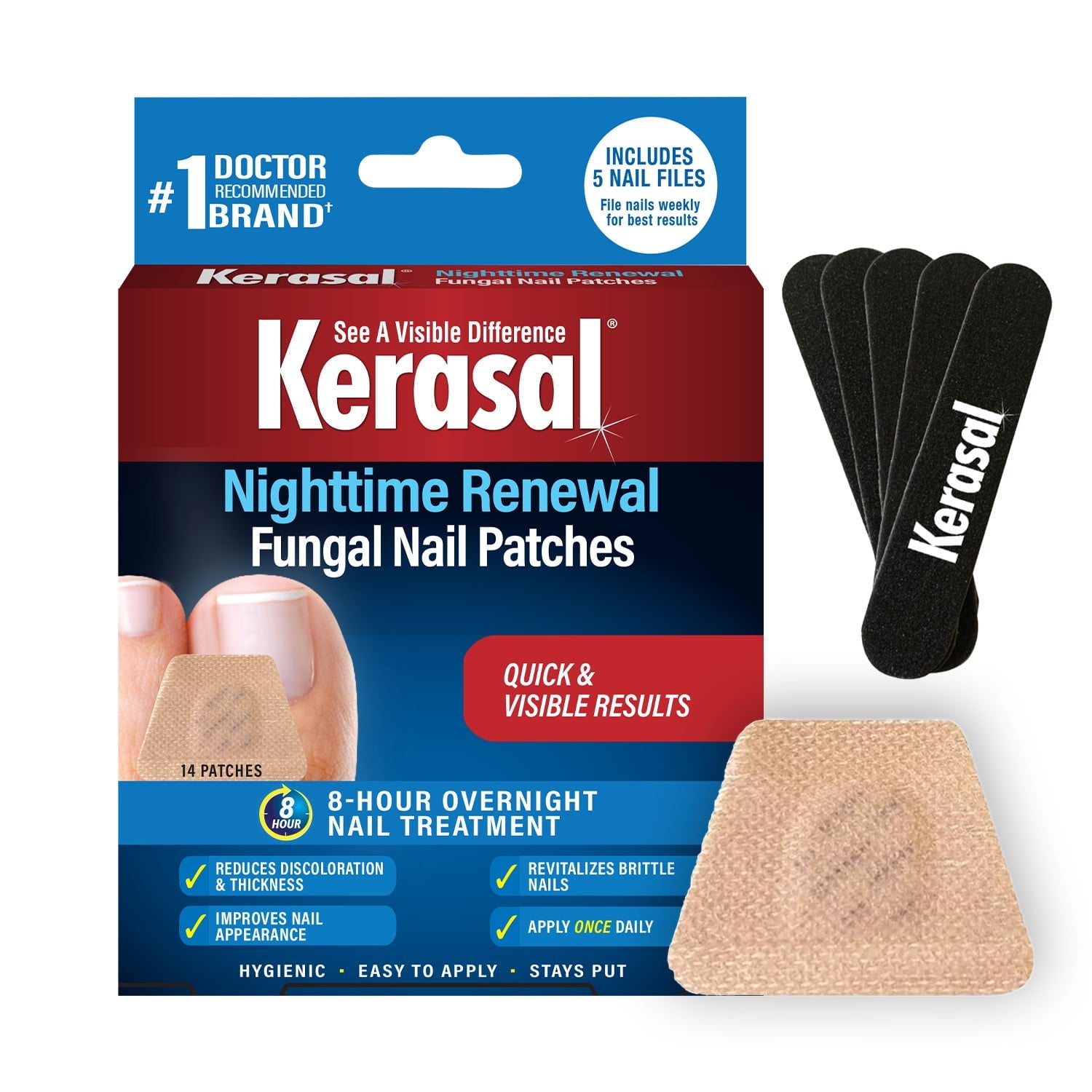 Kerasal Nighttime Renewal Fungal Nail Patches 14 Count and 24 Files ...