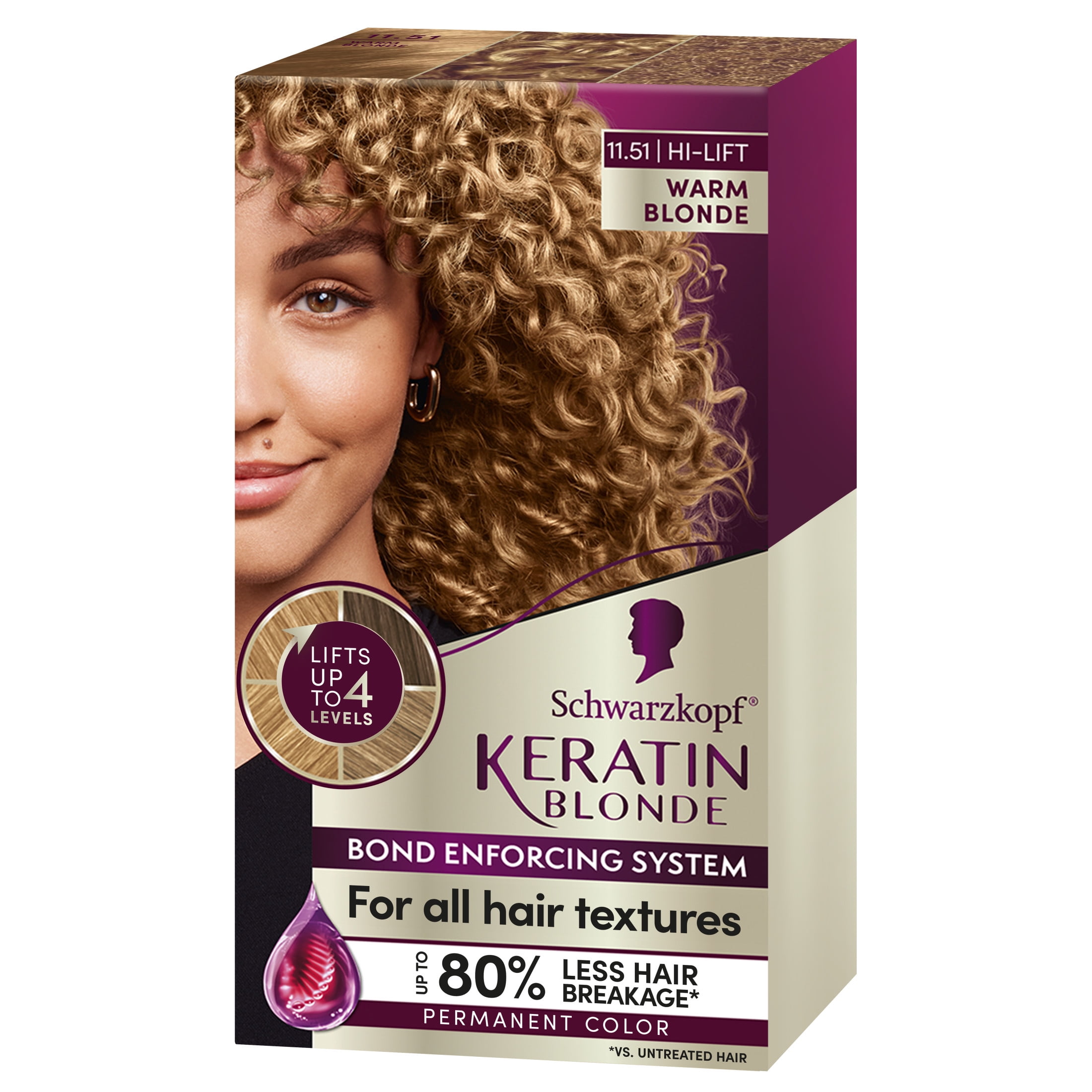 Schwarzkopf Keratin Blonde Hi-Lift Permanent Hair Color, 11.51 Warm ...