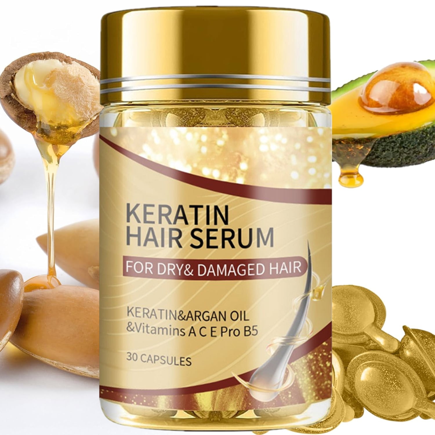 langlia Keratin Hair Serum, Treatment for Dry Damaged Hair, Anti-Frizz ...