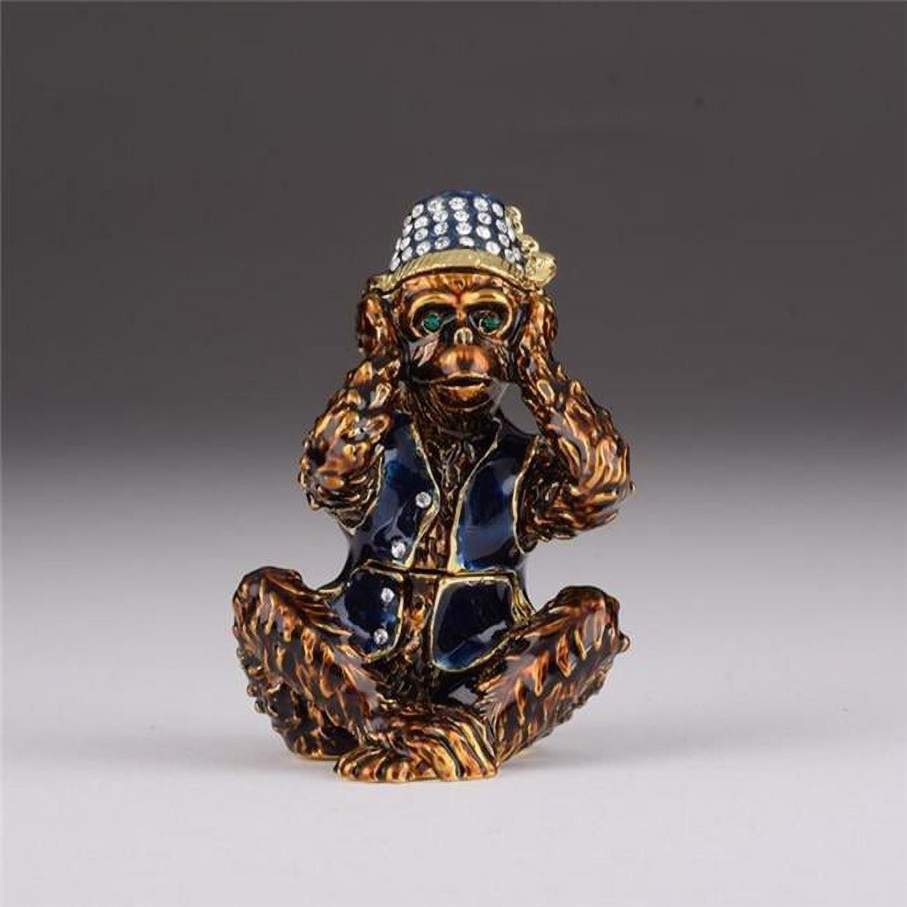 Keren Kopal Brown Monkey Kikazaru Hear No Evil Enamel Painted Trinket ...