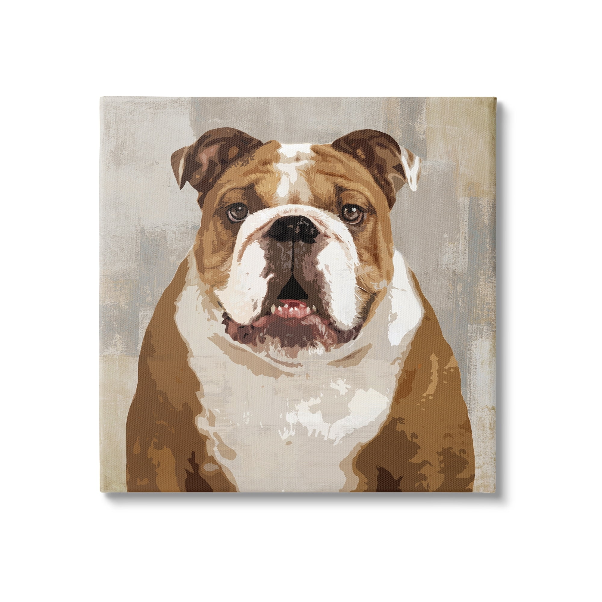 Stupell Industries Bulldog Hungrily Waiting Dull Abstract Background ...