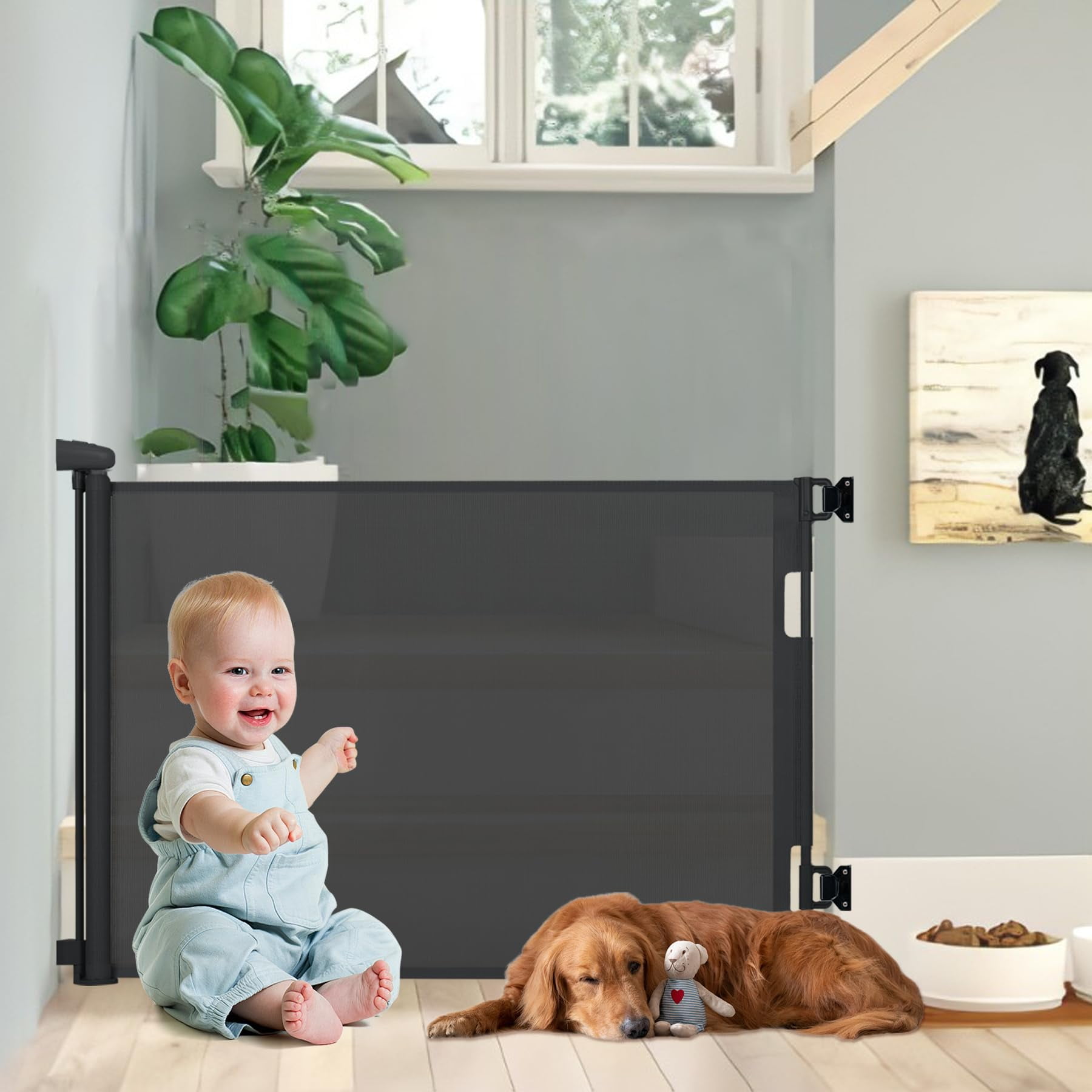 Kerilyn Retractable Baby Gate Indoor Outdoor Safety Gate for Baby and ...