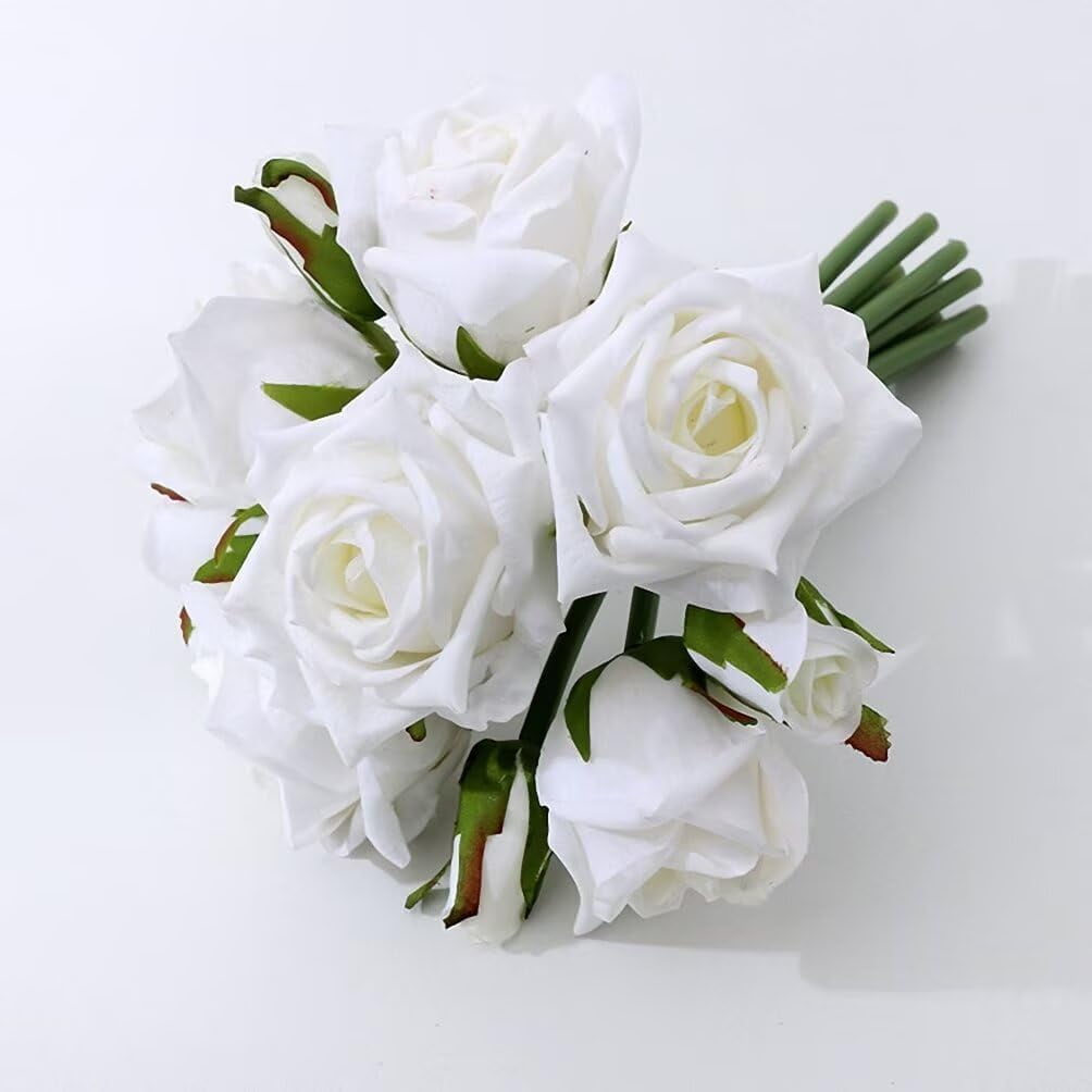 Kerio Artificial Roses Stems 10 Heads Realistic Roses Silk Roses ...