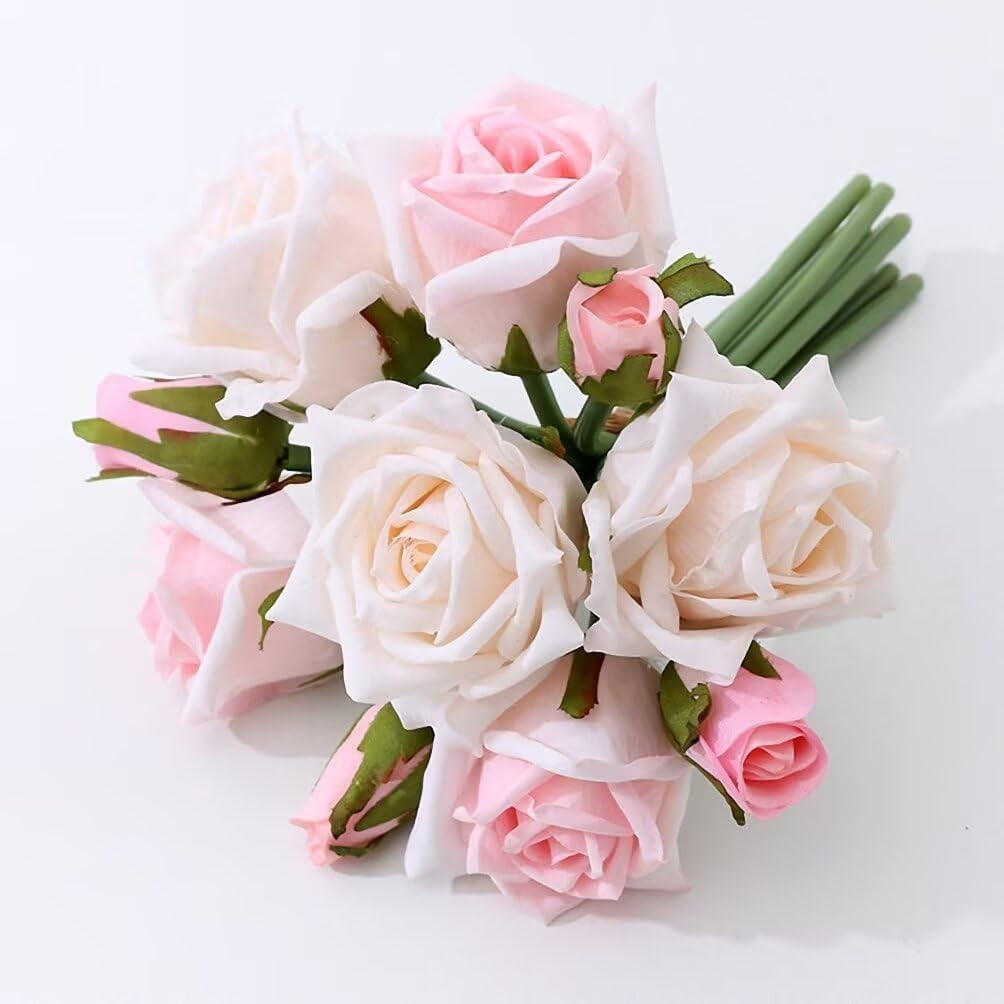 Kerio Artificial Roses Stems 10 Heads Realistic Roses Silk Roses ...