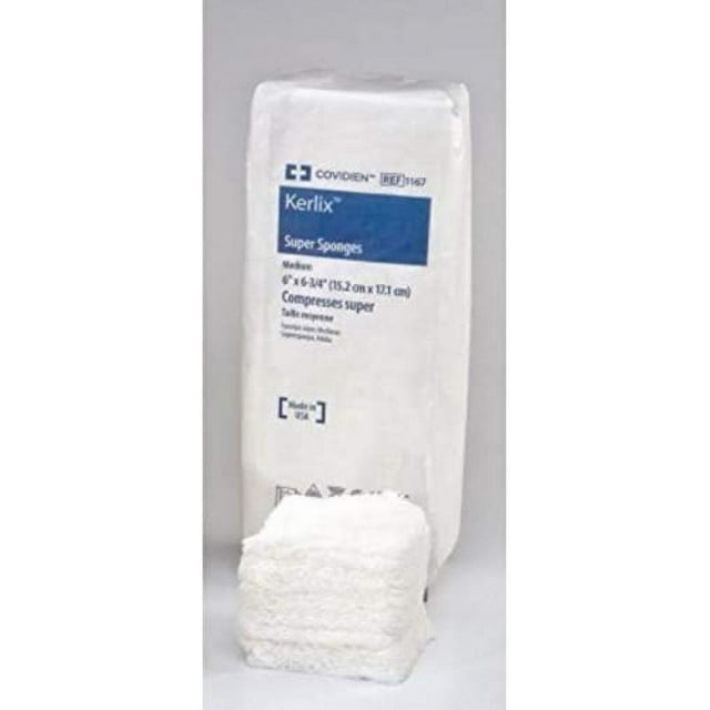 Kerlix Super Sponges, Fluff Dried Woven Gauze, 12-Ply, 6 Inches x 6.75 ...