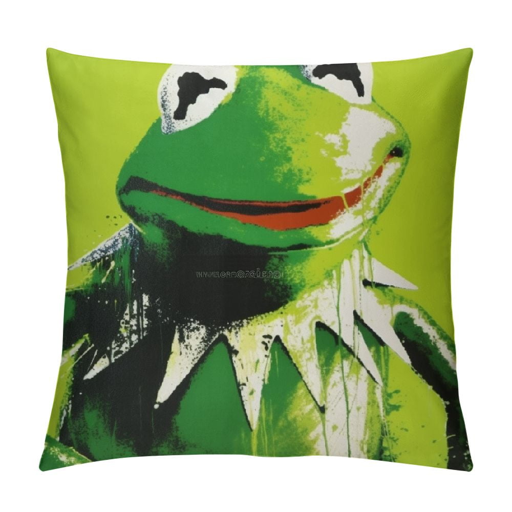 Kermit Cartoon The Frog Pillow Covers Cushion Case Farmhouse Throw ...