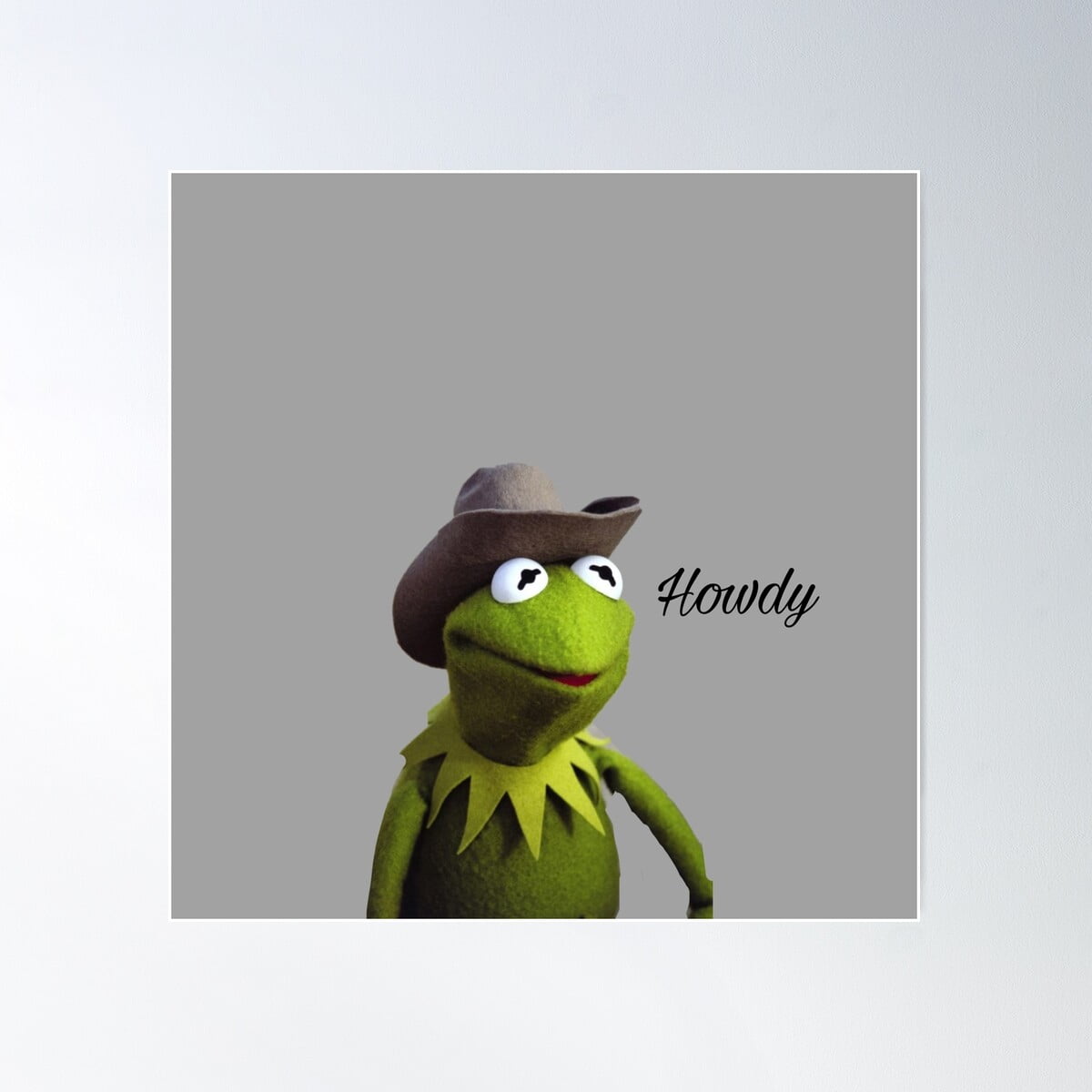 Kermit The Frog Cowboy Howdy Reaction Sticker Poster Wall Art, Modern ...