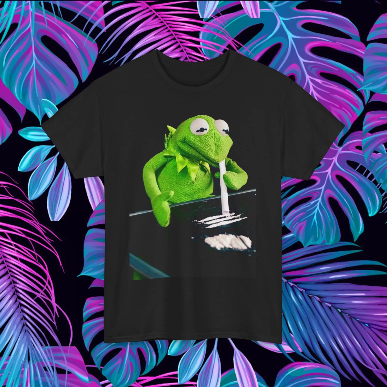 Kermit The Frog Smoking Lines Funny Shirt Novelty Dark Humor Cotton ...