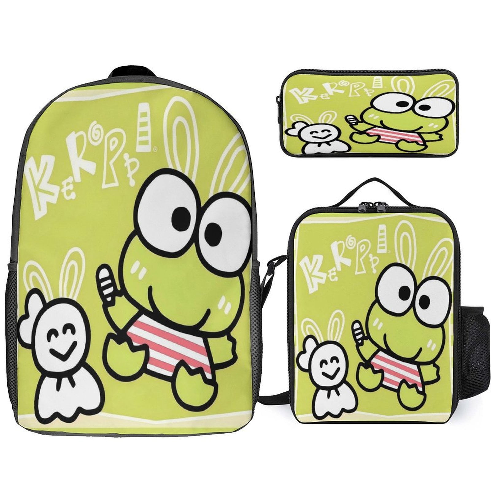 Kero Kero Keroppi 3-piece backpack set 17inch backpack with lunch box ...