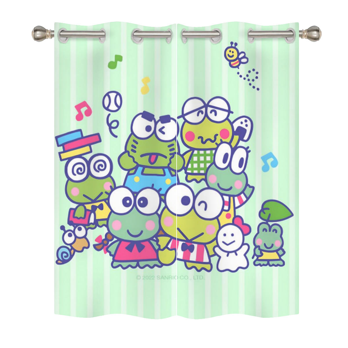 Kero Kero Keroppi Curtains 63 Inch Length, Thermal Insulation Blackout ...
