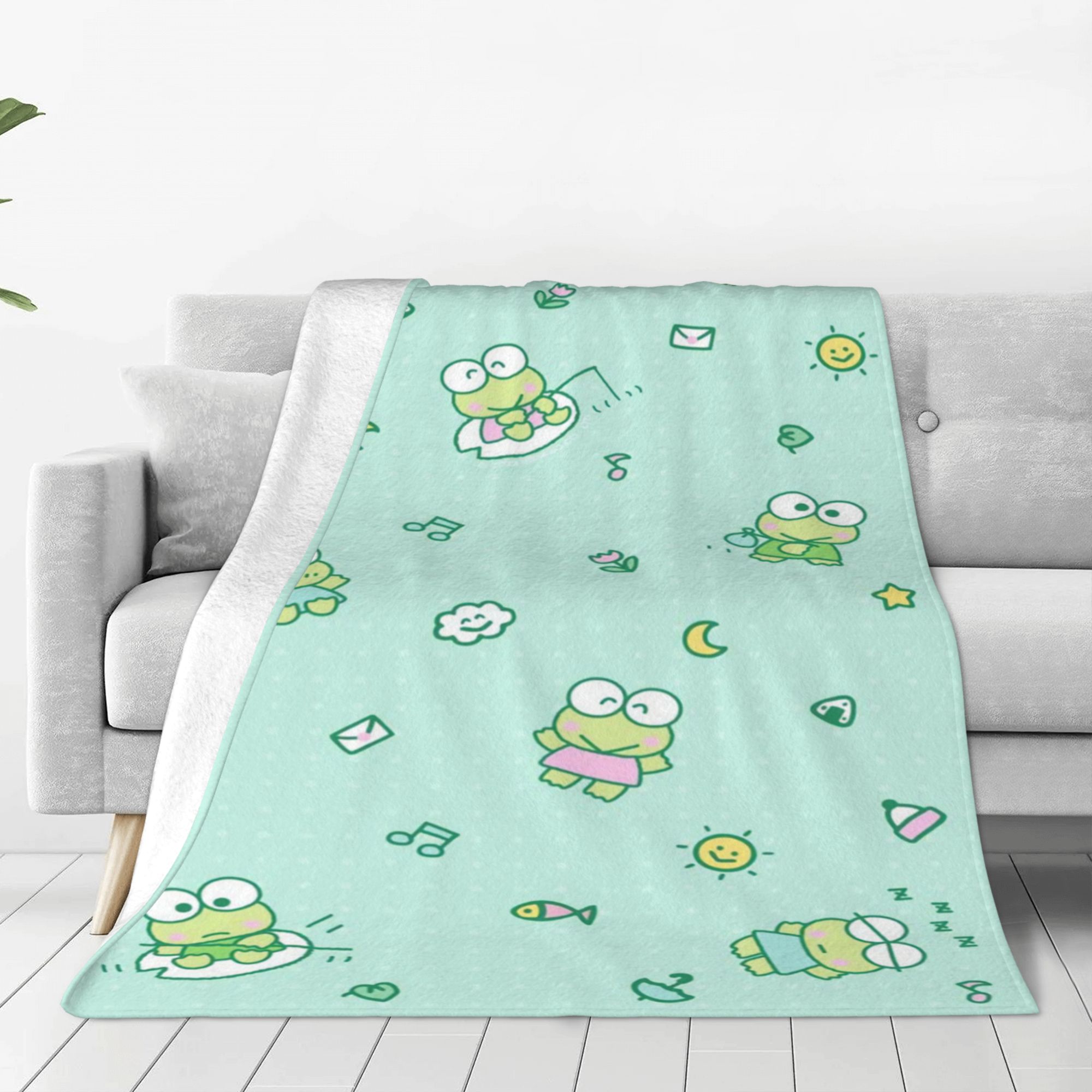 Kero Keroppi Throw Blanket Soft Plush Travel Blanket For Bedroom Living Room Couch Office All ...