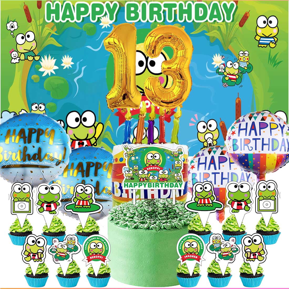 Keroppi Frog Party Supplies Decor 13th Kit Balloons Birthday Cake ...