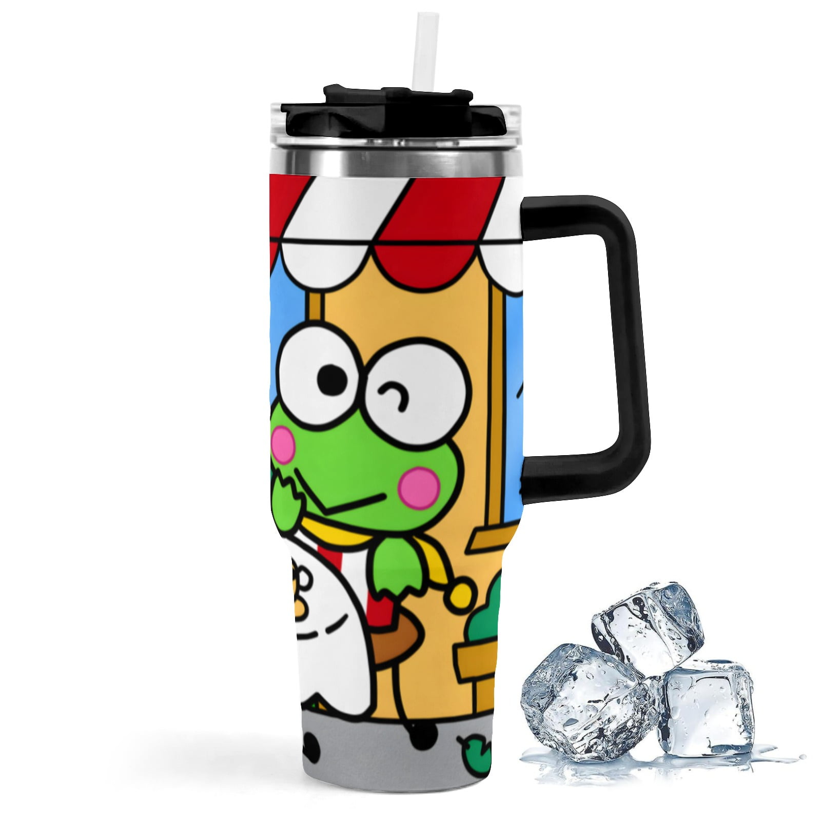 Keroppi Frog-theme Insulated Stainless Steel Tumbler with Handle Gifts ...