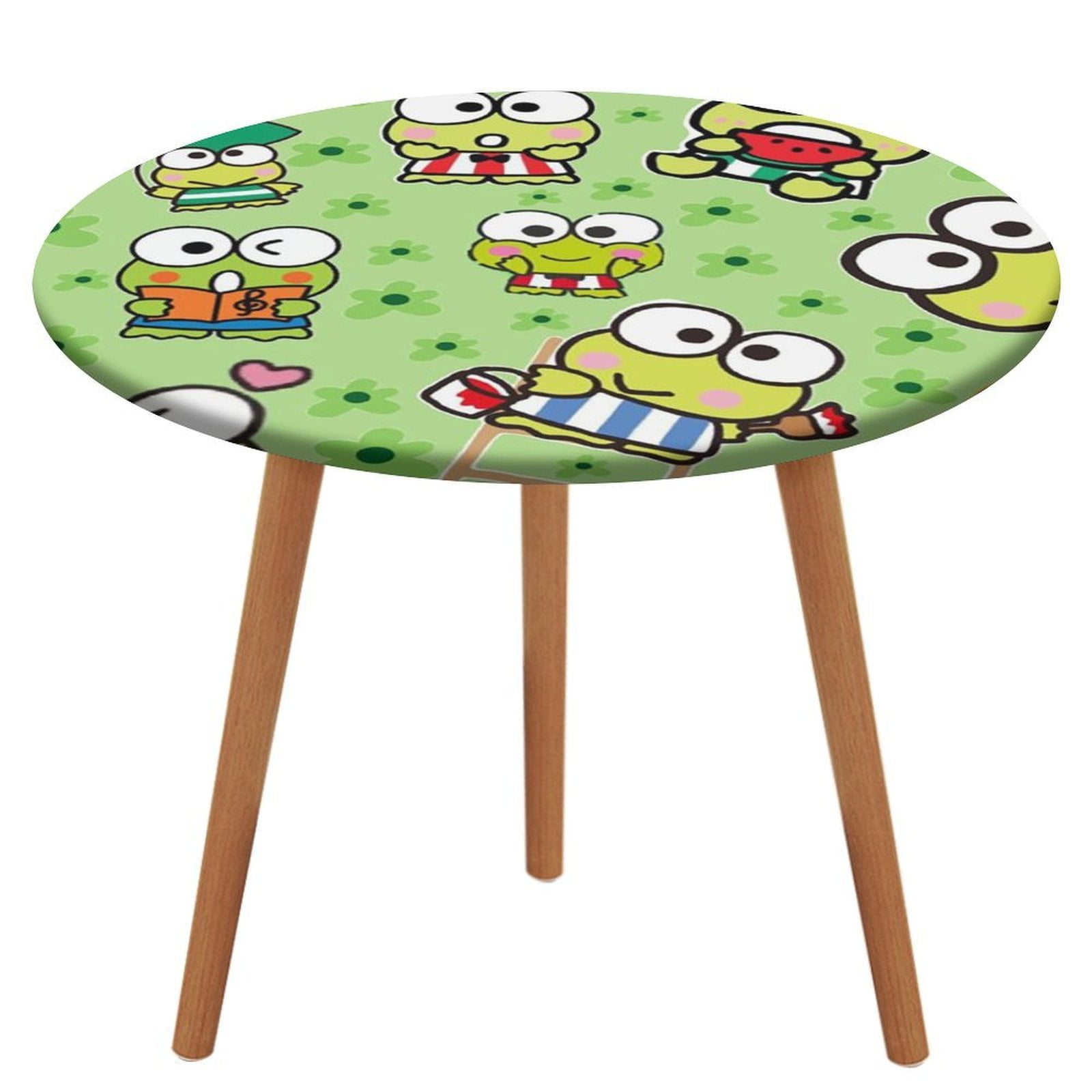 Keroppi Round Fitted Tablecloth with Elastic Edge,Water-Resistant ...