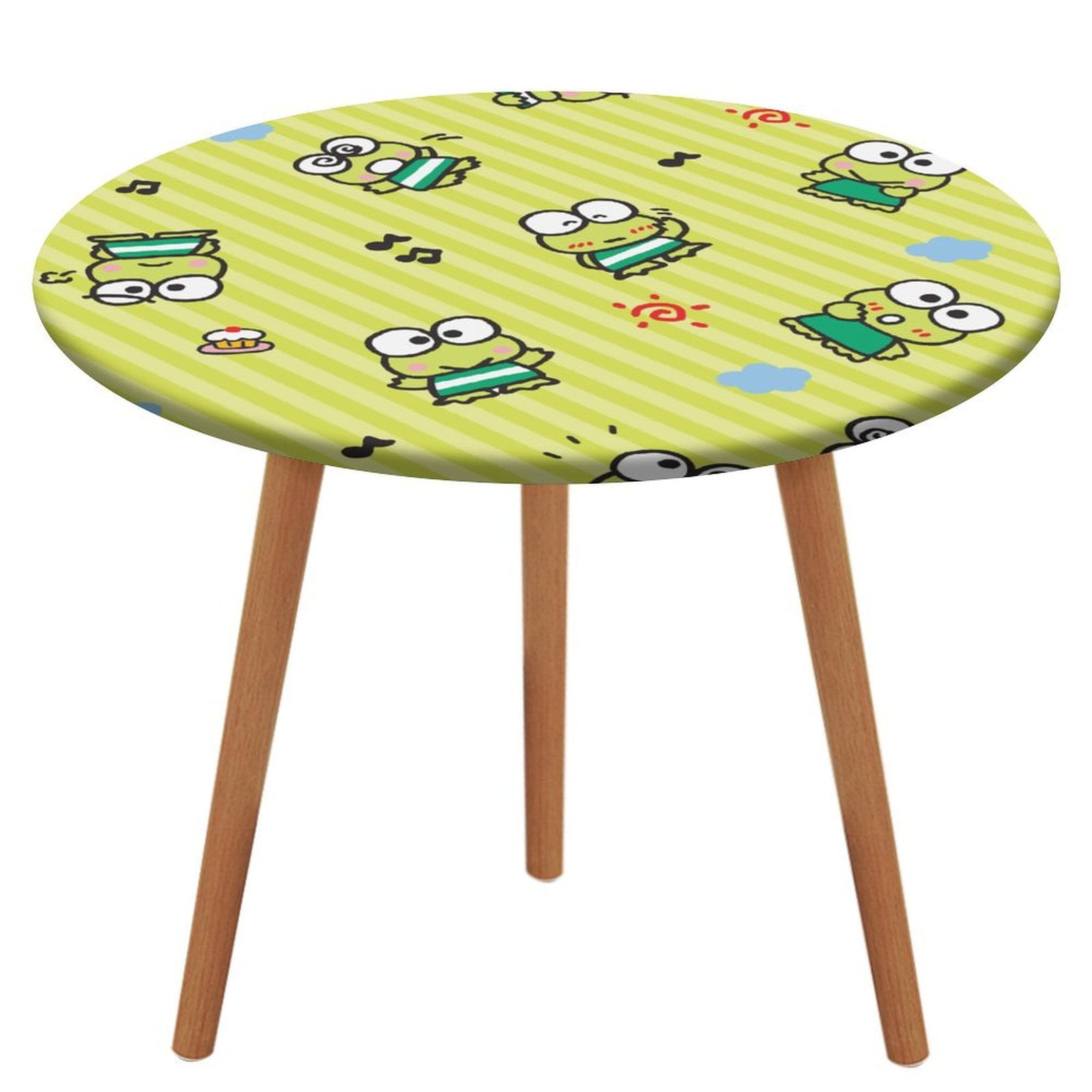 Keroppi Round Fitted Tablecloth with Elastic Edge,Water-Resistant ...