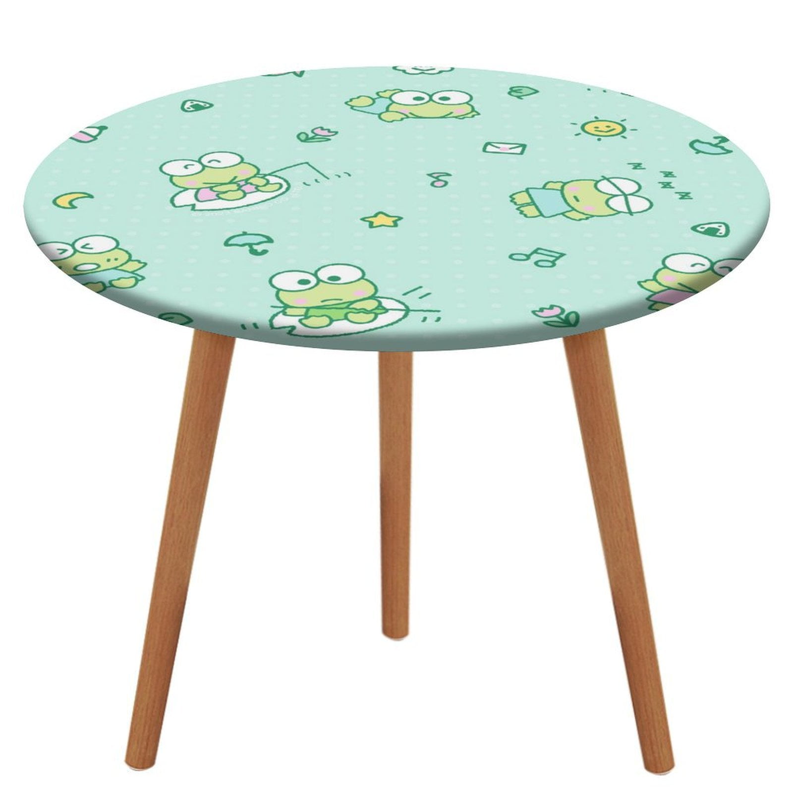 Keroppi Round Fitted Tablecloth with Elastic Edge,Water-Resistant ...