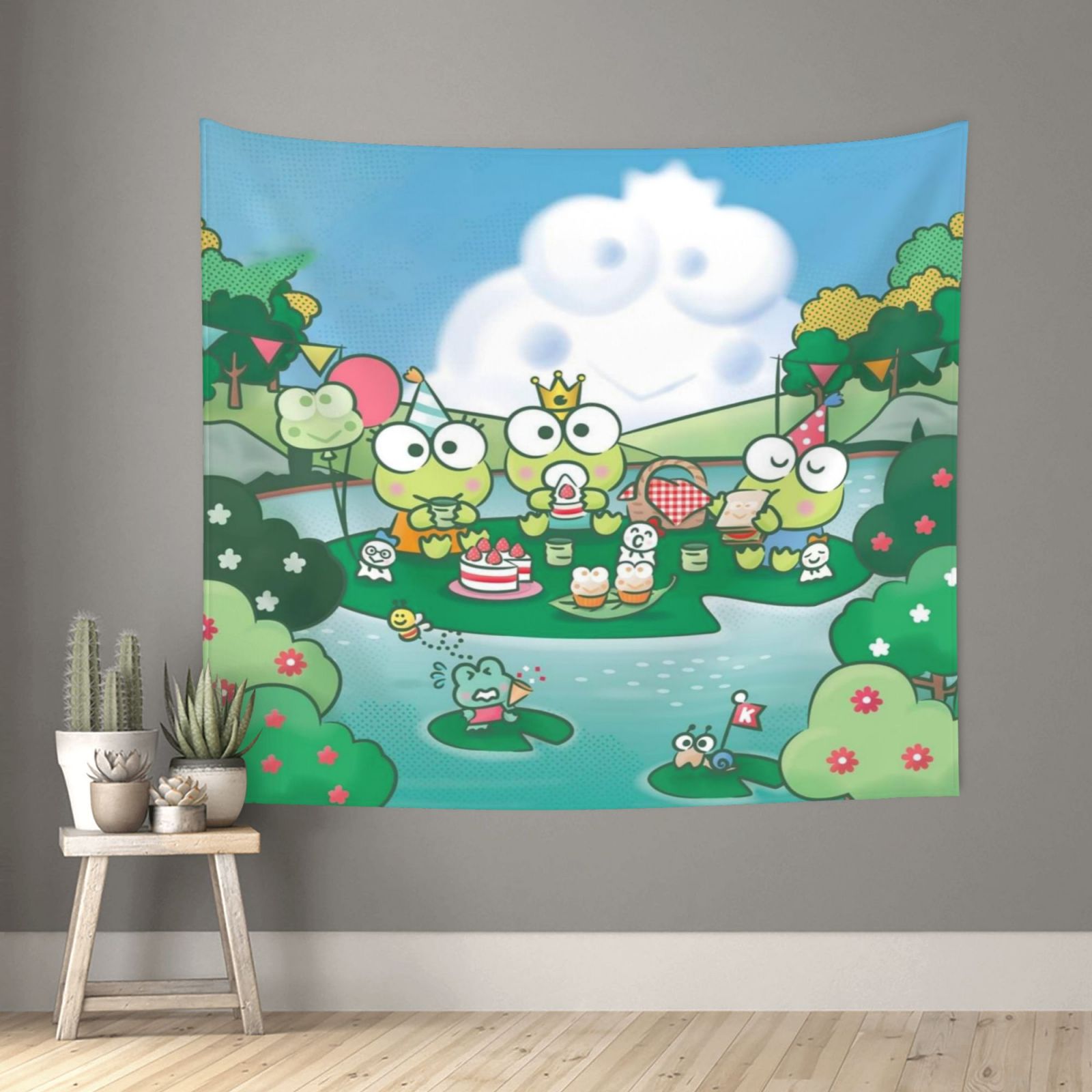 Keroppi Wall Tapestry Anime Poster For Bedroom Aesthetics Funny Room ...
