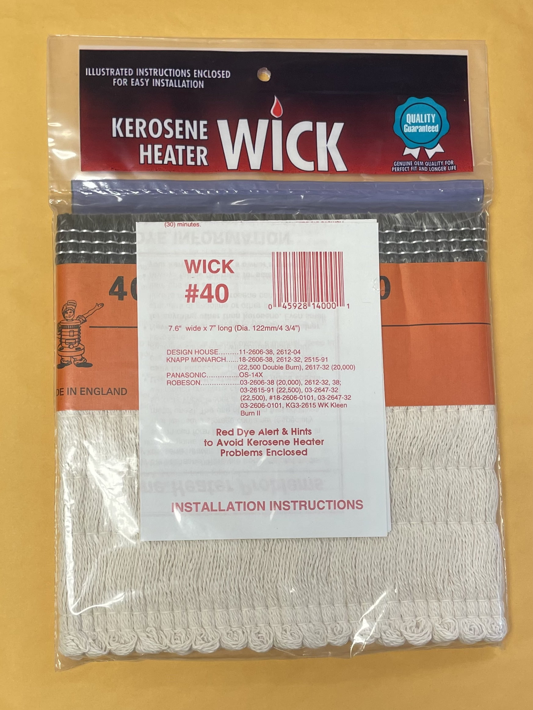 Kerosene Heater Replacement Wick Fits Models: DESIGN HOUSE 11-2606-38; PANASONIC OS-14X; ROBESON ...