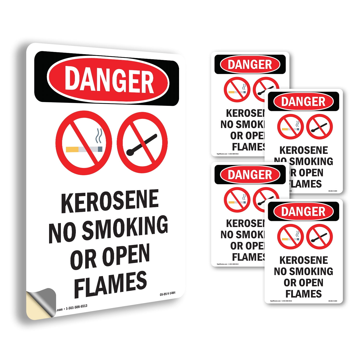Kerosene No Smoking OSHA Danger Vinyl Decal Label 10 Inch x 7 Inch - 5 ...