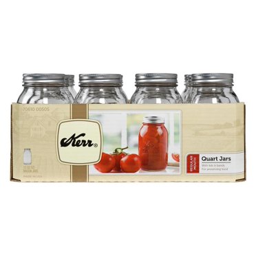 Kerr Canning Jars, Regular Mouth Half-Pint (8 oz.) Mason Jars with Lids ...