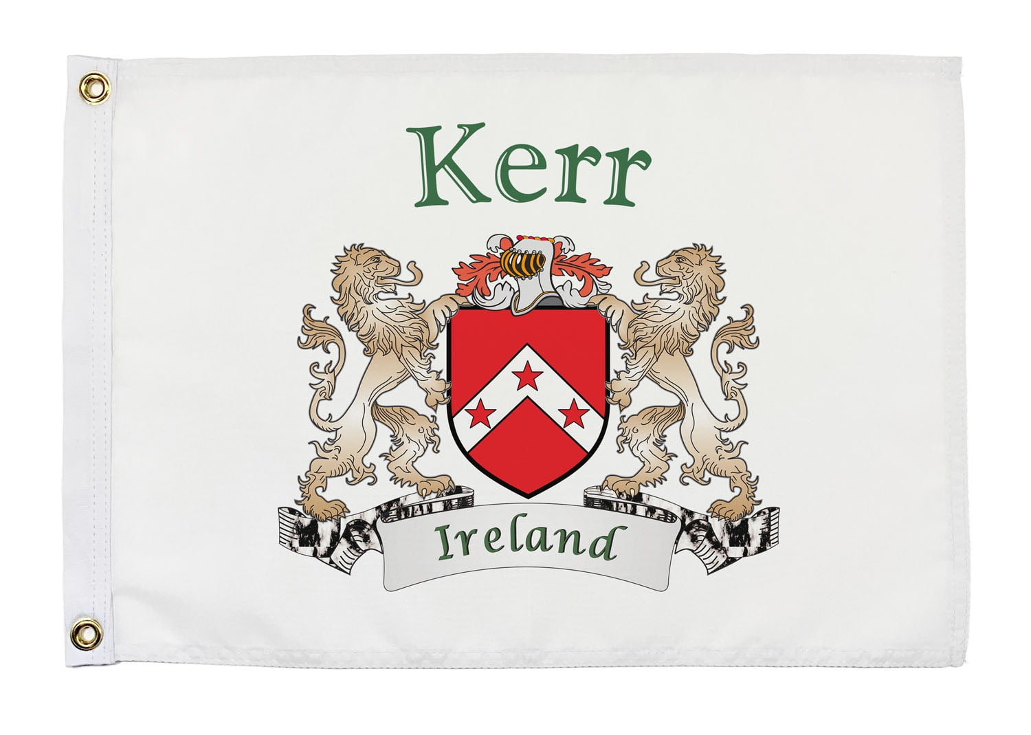 Kerr Irish Coat of Arms Small White Flag - 16"x10.5" inches - Walmart.com