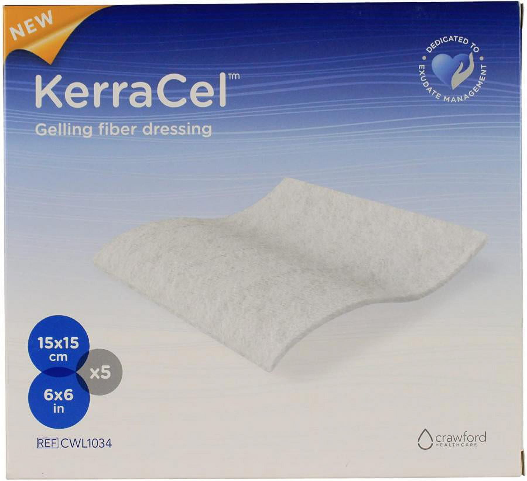 KerraCel Gelling Fiber Dressing, 6 Inches x 6 Inches, Sterile, 5 Count ...