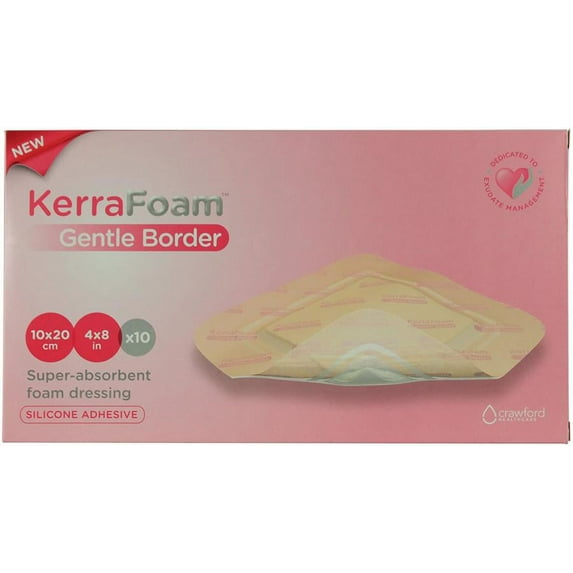 KerraFoam Gentle Border Silicone Foam Dressing, 4 Inches x 8 Inches ...