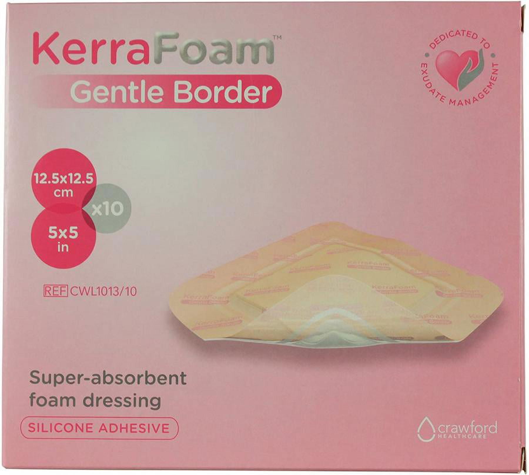KerraFoam Gentle Border Silicone Foam Dressing, 5 Inches x 5 Inches ...