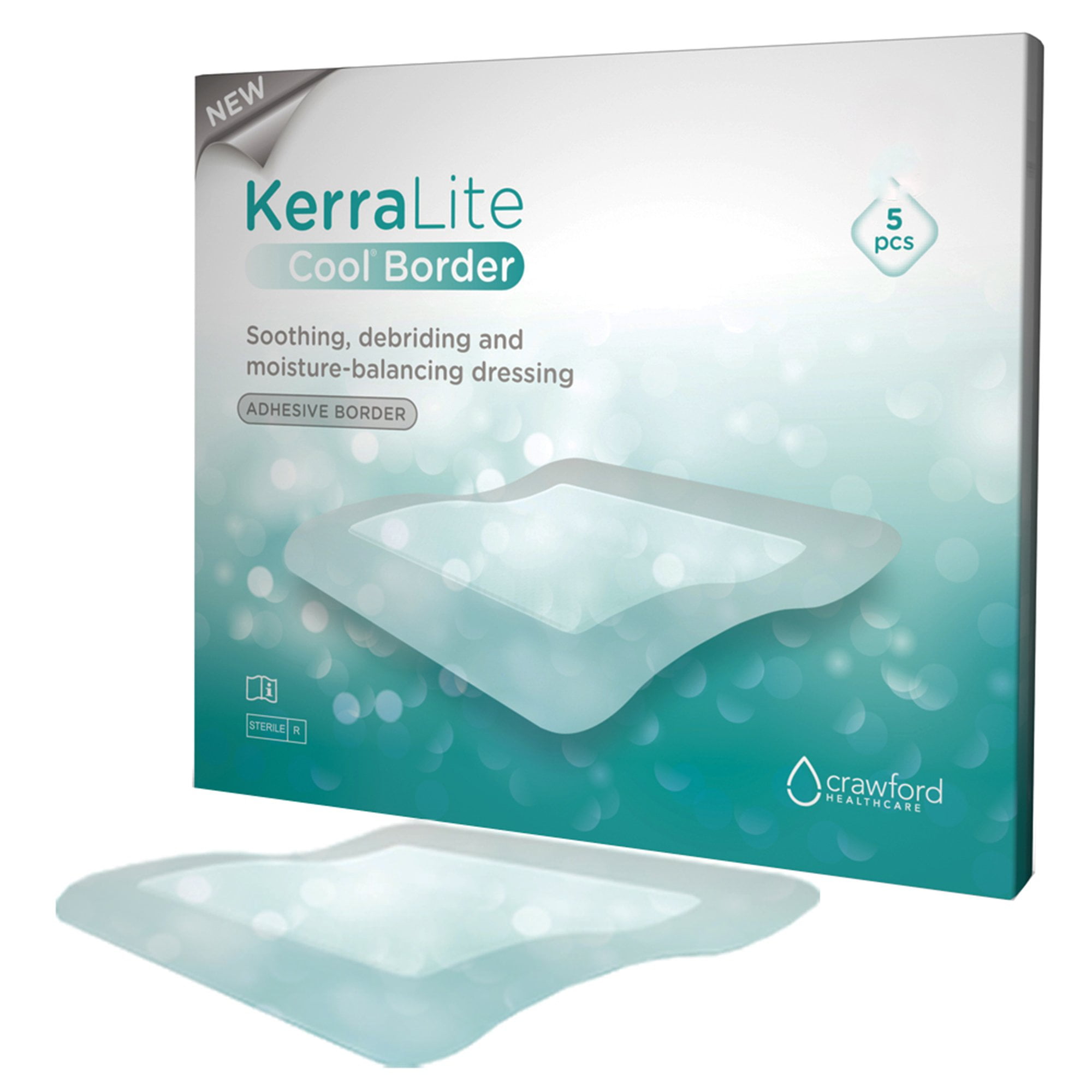 KerraLite Cool Border Hydrogel Wound Dressing Sterile Square CWL1008, 5 ...