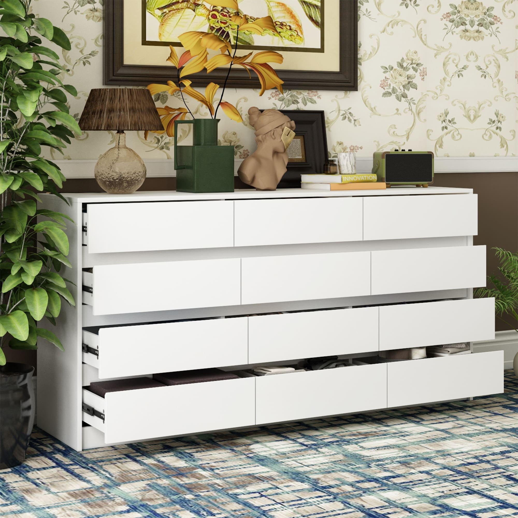 Kerrogee 12 Drawer Dresser for Bedroom with Deep Drawers Large Floor ...