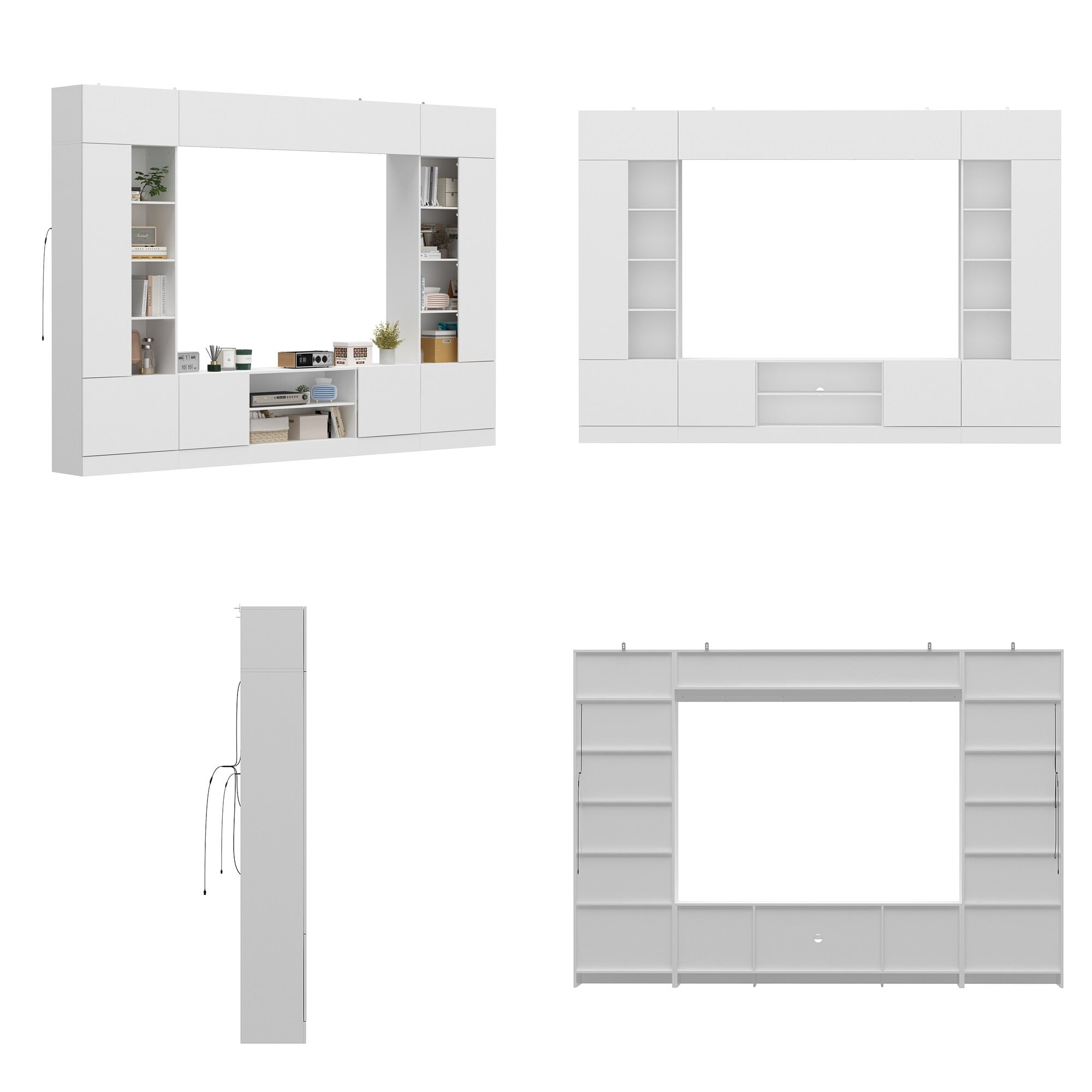 Kerrogee Versatile Wall Unit TV Stand LED Lighting - Accommodates TVs ...
