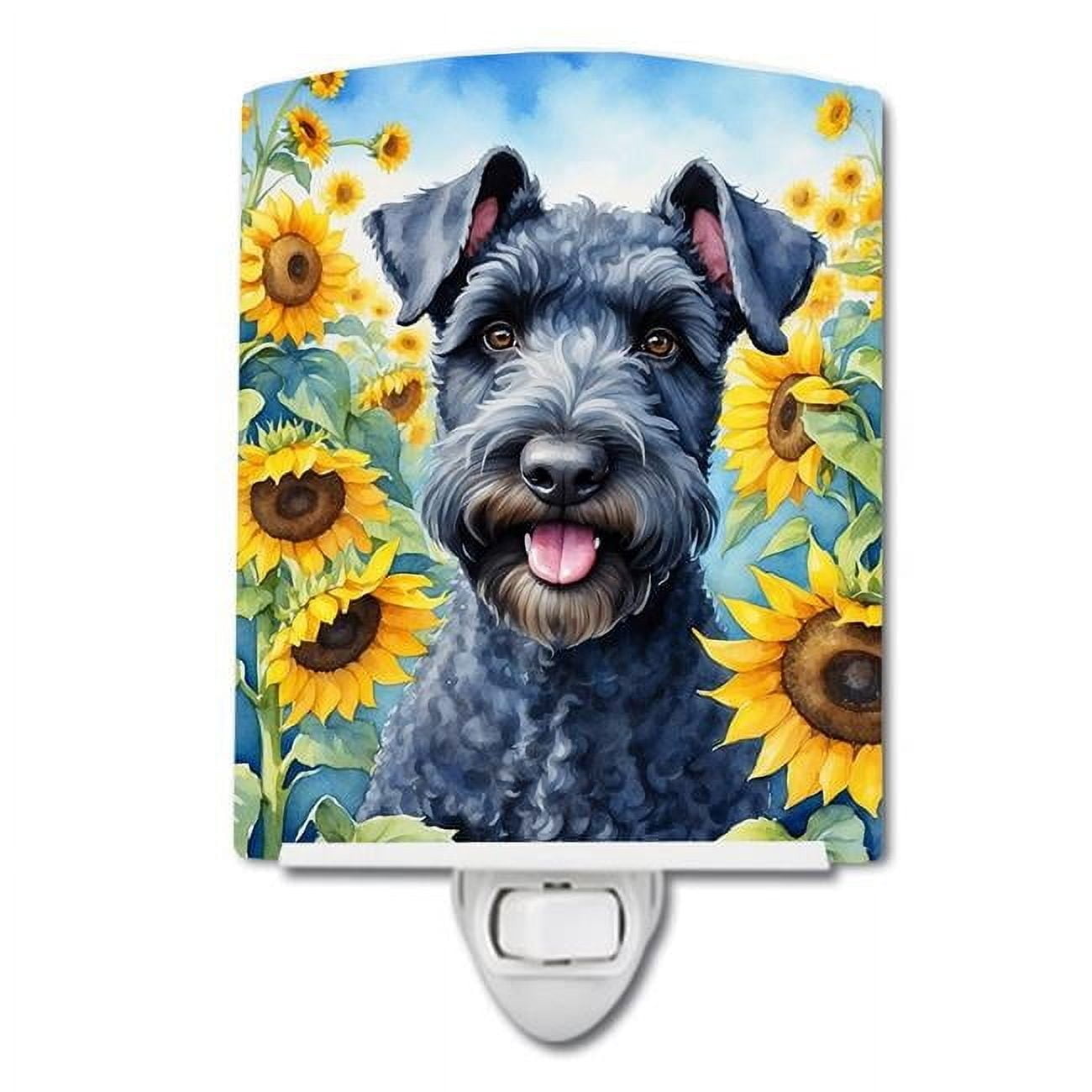 Kerry Blue Terrier in Sunflowers Ceramic Night Light 4 in x 6 in ...