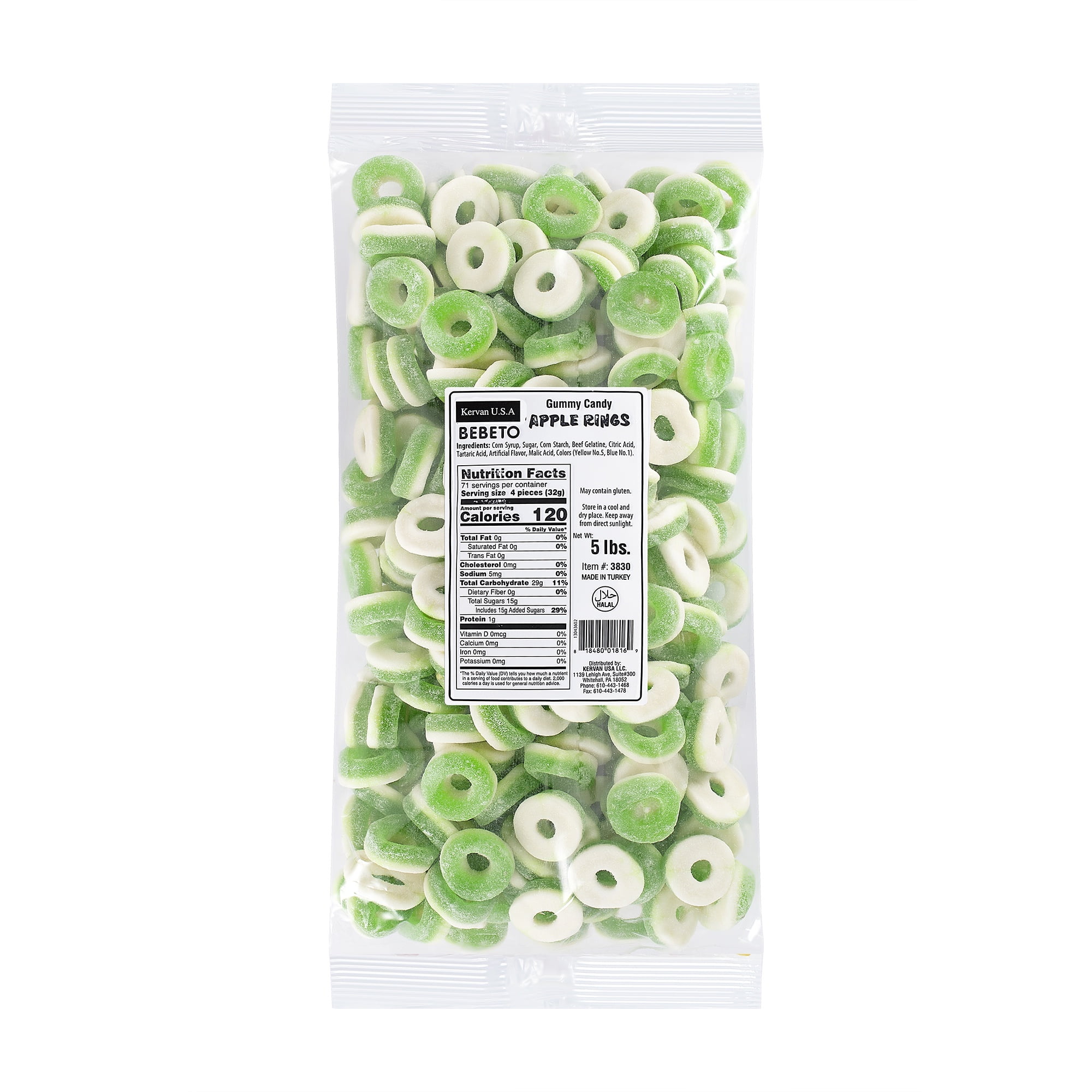 Kervan Candy Bebeto Apple Rings - Fruity, Soft, Sweet & Sour Gummy Ring ...