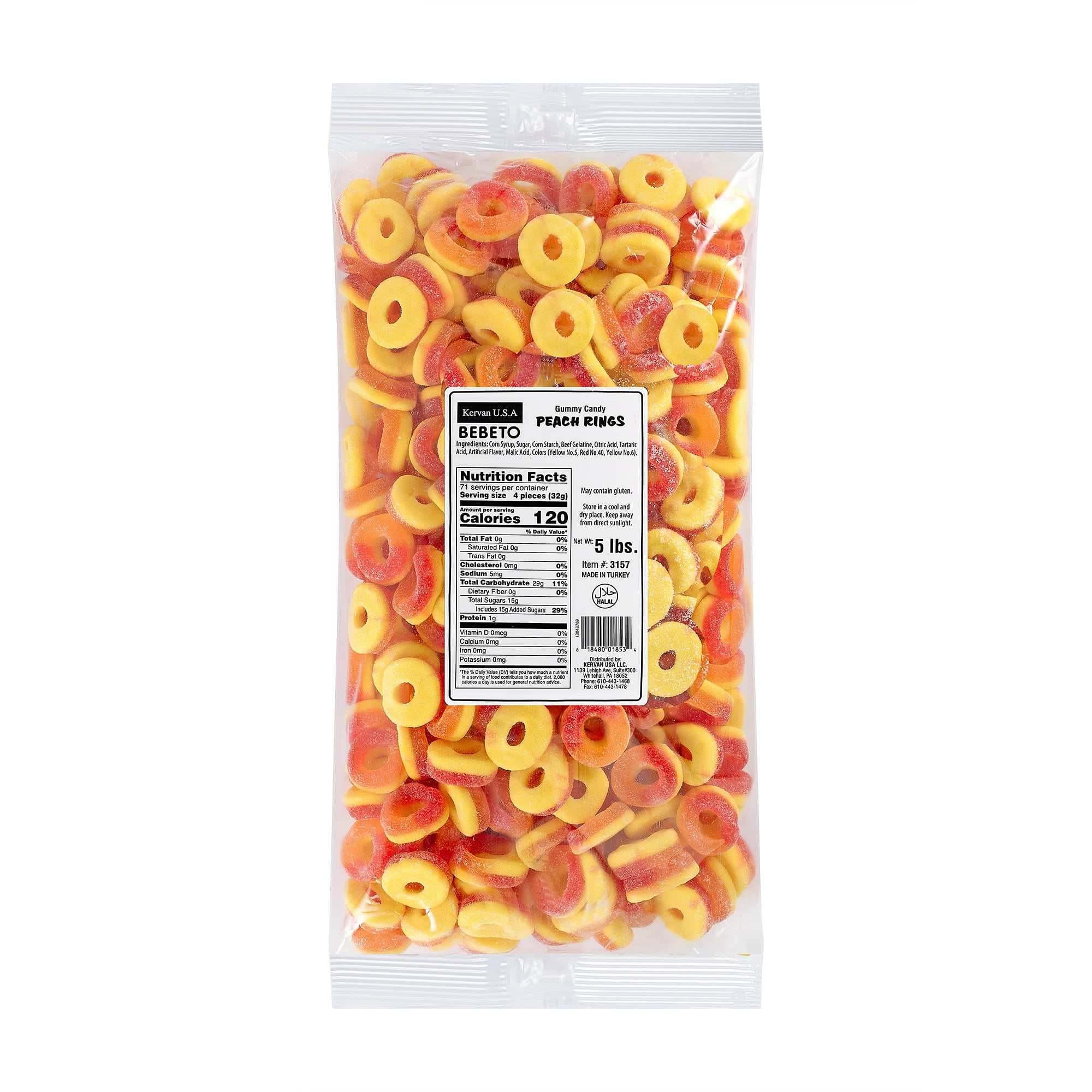 Kervan Candy Bebeto Peach Rings - Fruity, Soft, Sweet & Sour Gummy ...