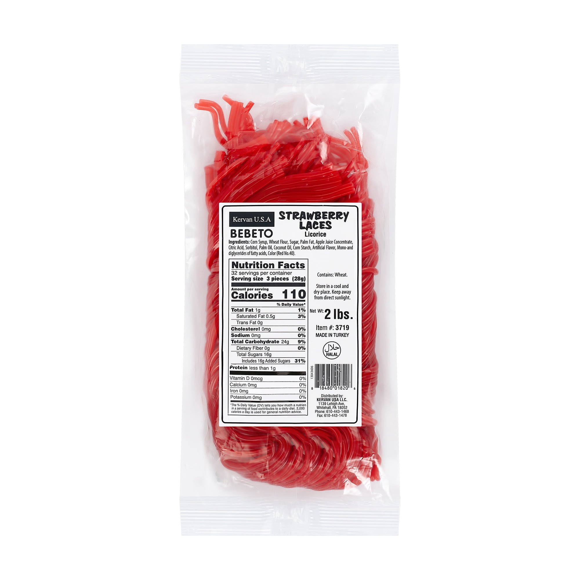 Kervan Candy Bebeto Strawberry Licorice Laces, Soft & Chewy Halal ...