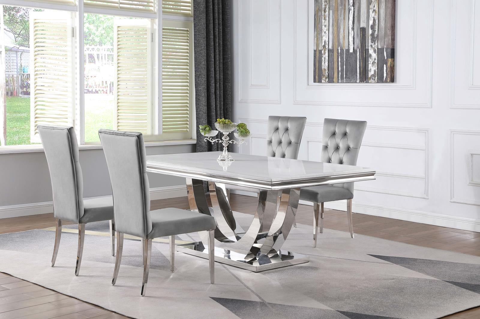 Kerwin 5-piece Dining Room Set Grey and Chrome - Walmart.com
