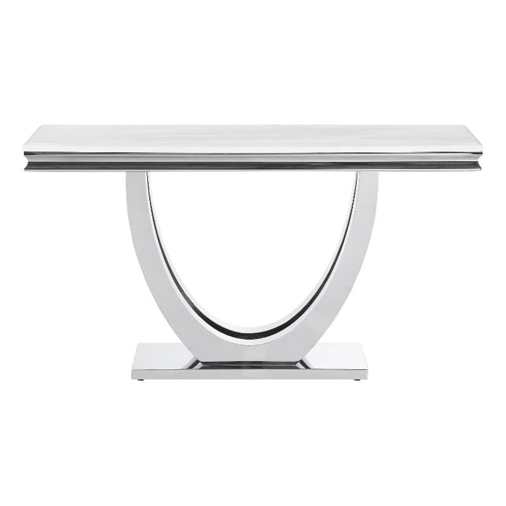 Kerwin U-base Rectangle Sofa Table White and Chrome - Walmart.com