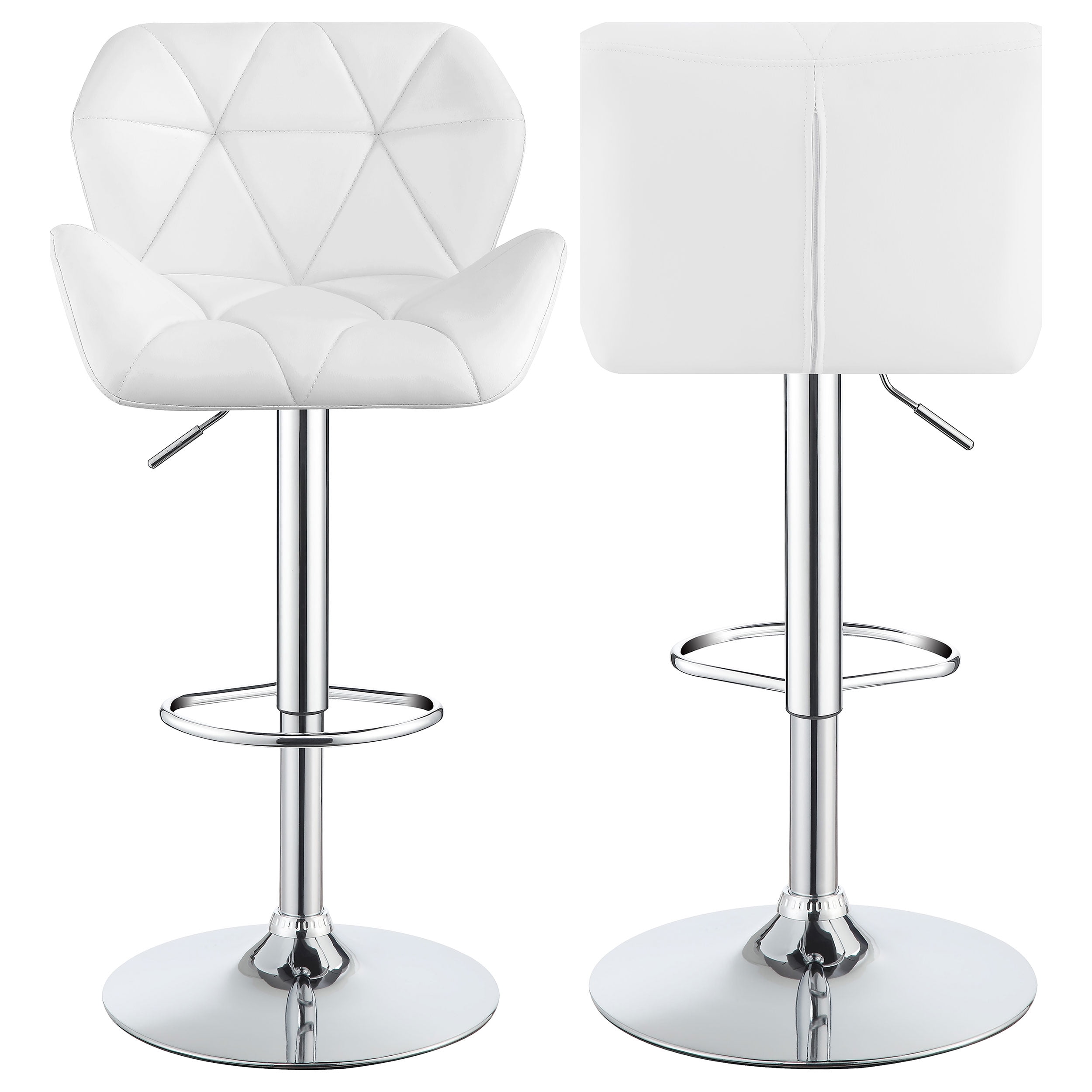 Kerwin White Upholstered Adjustable Bar Stool Set of 2: Modern Tufted ...