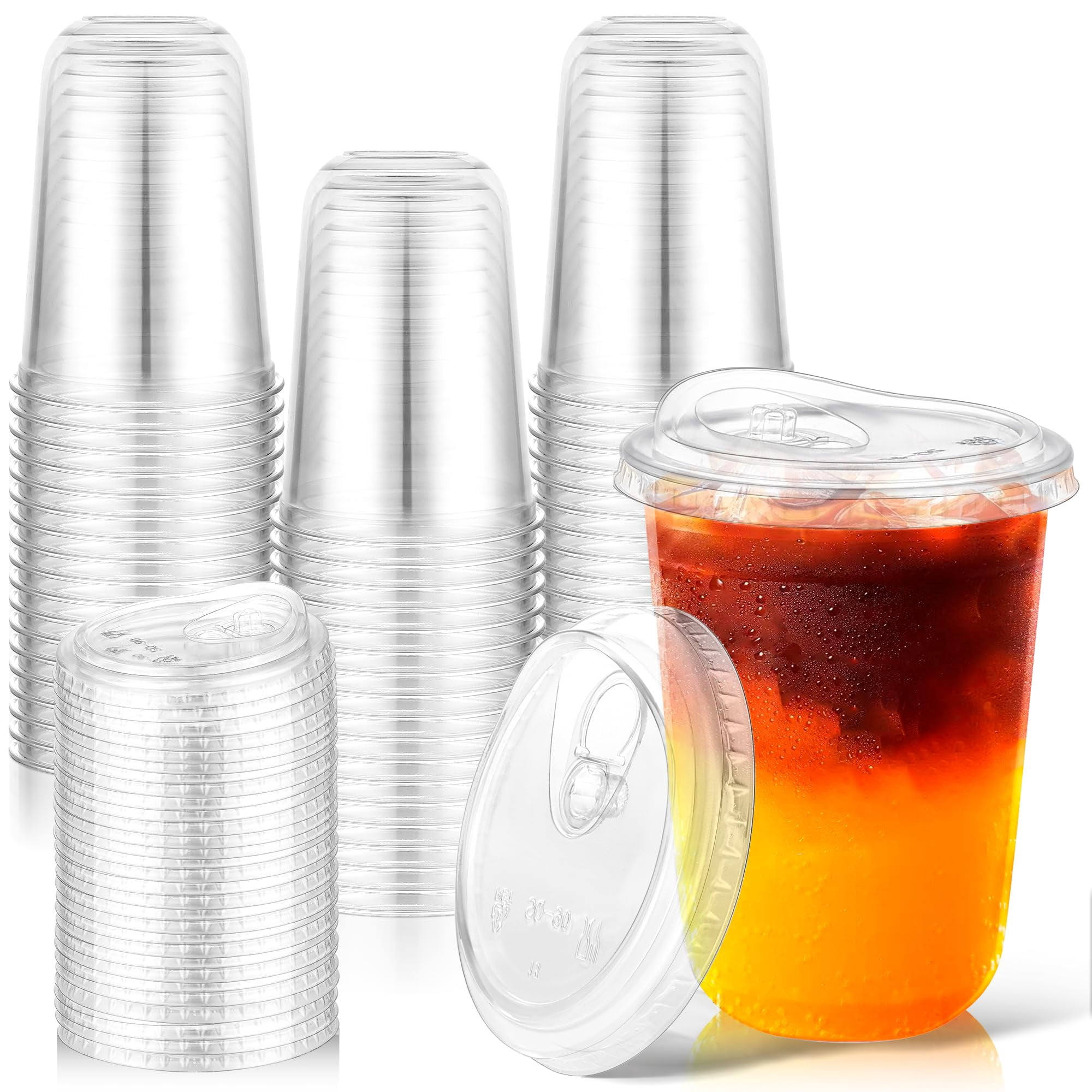 KesaPlan 50 Pack 16oz TSF6 Clear Plastic Cups with Disposable Iced ...