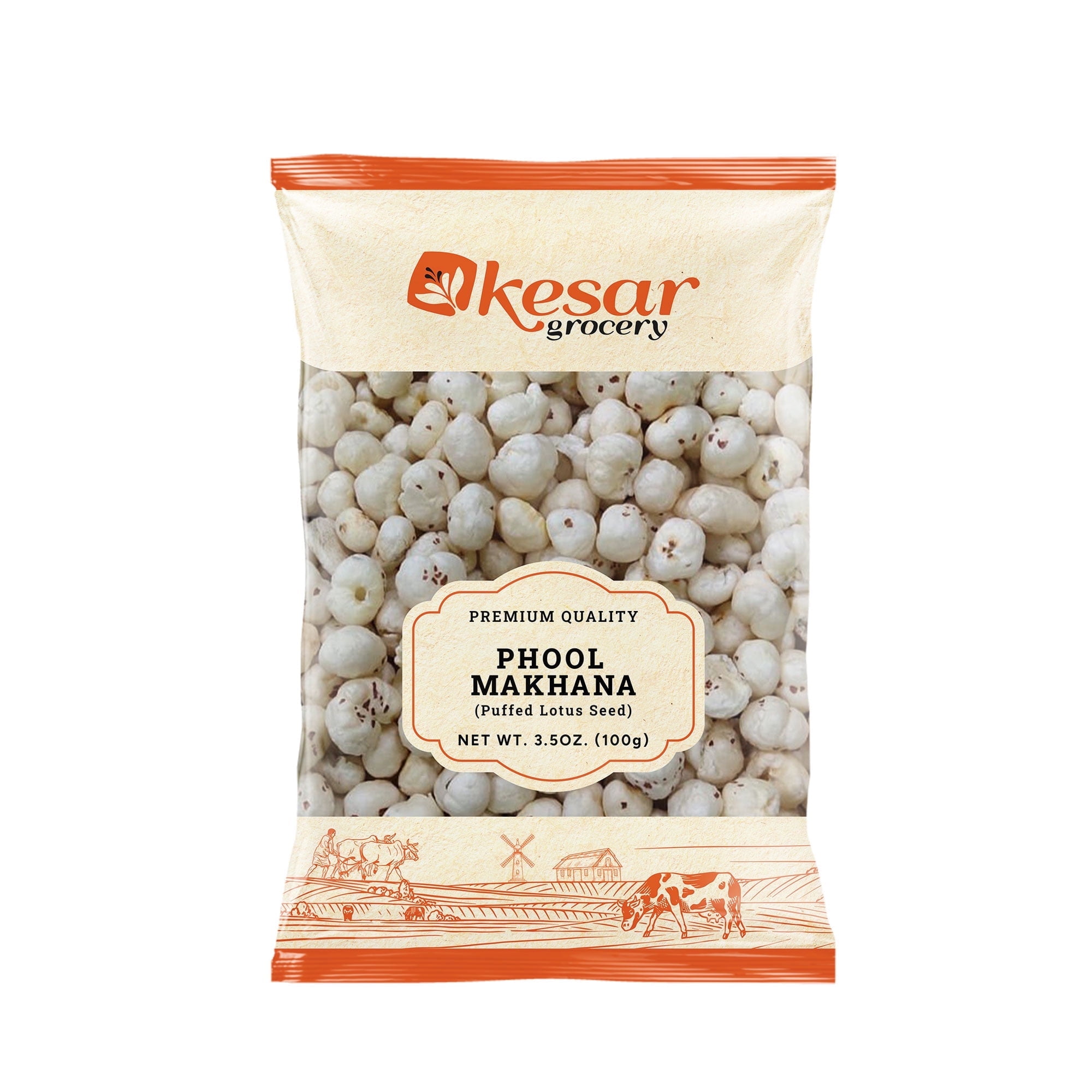 Kesar Phool Makhana, 3.5OZ (100g), popped lotus seeds, plain, raw ...