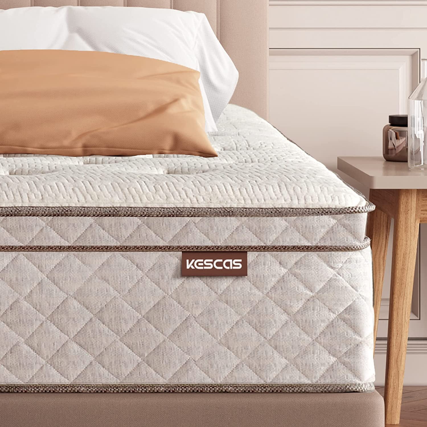 Kescas 10'' Hybrid Queen Mattress - Memory Foam, Durable Coils, Motion ...