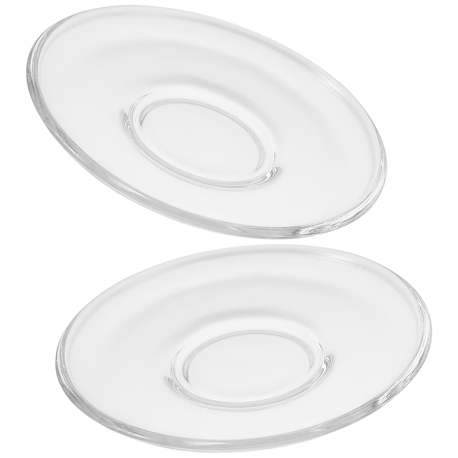 Kesenlong Clear Glass Plates 2Pcs Clear Glass Saucers Round Glass ...