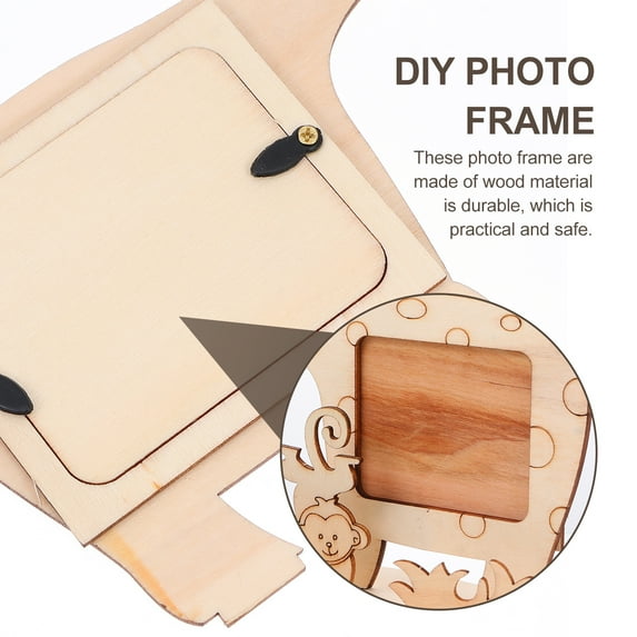 Kesenlong DIY Photo Frame 4pcs Wooden Photo Frame Cartoon DIY Desktop ...