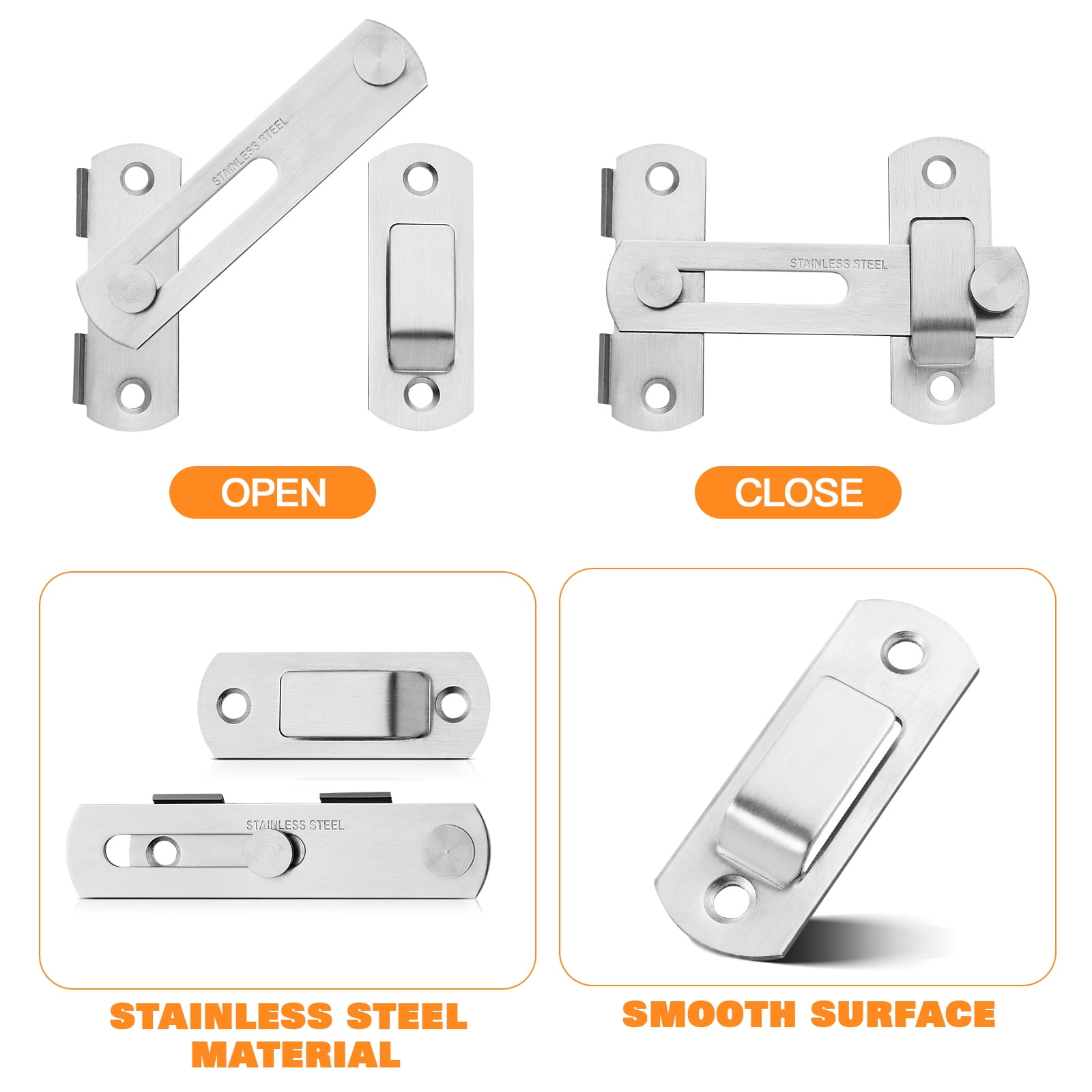 Kesenlong Door Latch 1pc Stainless Steel Door Latch Safety Lock Gate ...